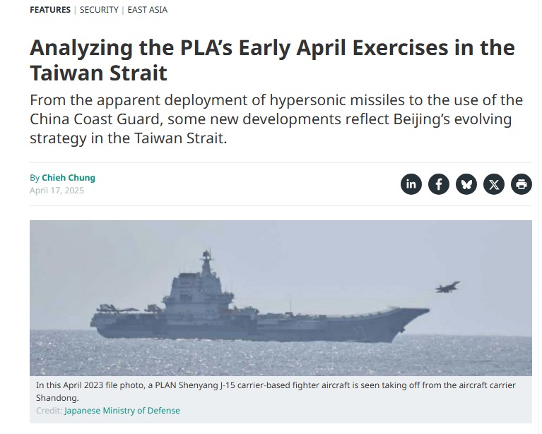 Analyzing the PLA’s Early April Exercises in the Taiwan Strait (轉載自2025 ...